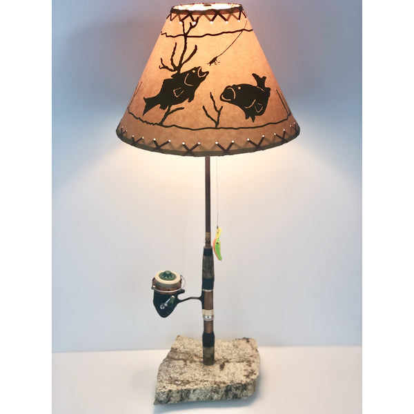 Table Lamp | Avid Fish Theme Shade With Granite Base – Reel Lamps